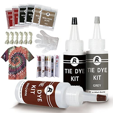 Fabric Clothes Tie Dye Kit, Black Tan Grey 3 Pack Dye Kit with 6 ...