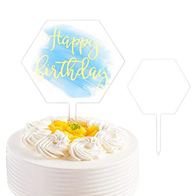 10 PCS 5 inch Hexagon Acrylic Cake Toppers Blank Hexagon DIY Birthday ...