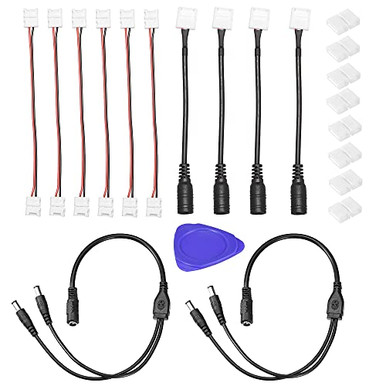 uxcell 2Pin 8mm LED Connector Kit, Include Solderless Gapless Connector ...