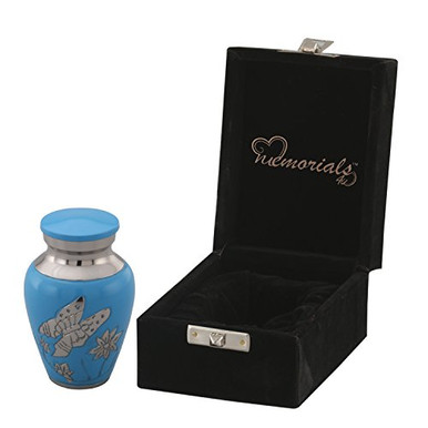MEMORIALS 4U Blue Butterfly Keepsake Urn - Baby Blue Butterfly Mini Urn ...