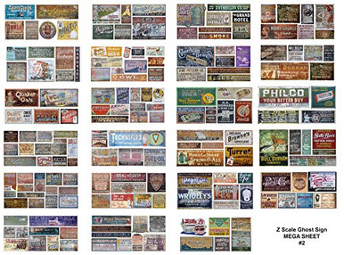 Z Scale Ghost Sign Decals 8.5 x 11 MEGA Sheet 2 - Weather Your Model ...