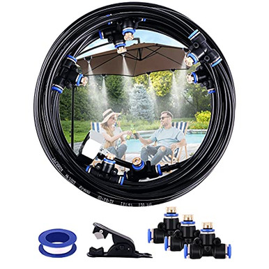 AGPTEK Mist Cooling System 26Ft Misting Line with 10 T-Joint Mist ...