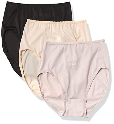 Bali Women's Skimp Skamp Hi-Cut Panty, 3-Pack, Black/Soft Taupe/Gloss ...