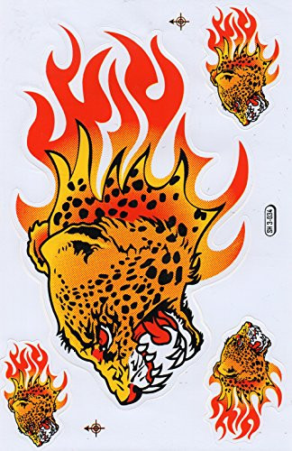 Leopard FIRE FLames Decal Sticker Tuning Racing Sheet Size: 27 x 18 cm ...