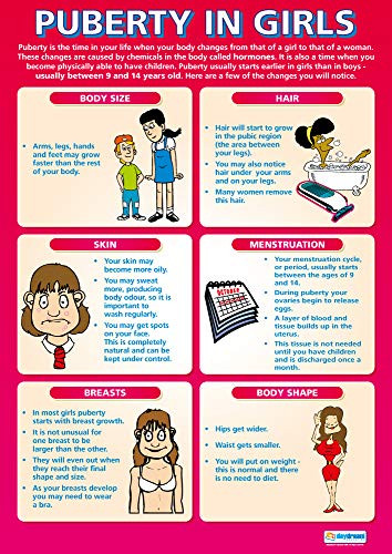Puberty In Girls Pshe Posters Laminated Gloss Paper Measuring 33 X