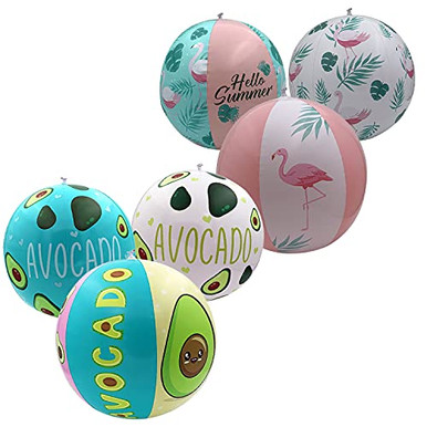 3 Avocado Inflatable Beach Ball plus 3 Flamingo Inflatables, Party ...