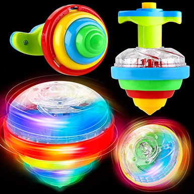 PROLOSO 12 Pack LED Light Up Spinning Tops for Kids Glow in The Dark ...