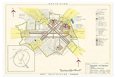 Antiguos Maps - Greater Pittsburgh Airport Map Circa 1953 - Measures 24 ...