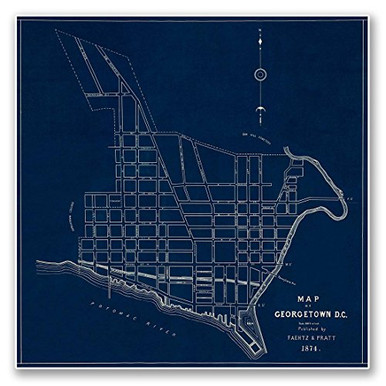 Antiguos Maps - Blueprint Map of Georgetown, Washington DC Circa 1874 ...