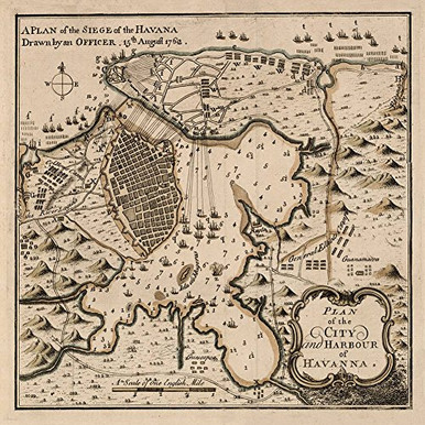 Antiguos Maps - The Siege of Havana Map Hand Drawn by an Officer on The ...