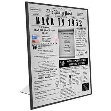 Back In 1952 Birthday Poster 8 x 10 Party Sign. Wedding Anniversary ...