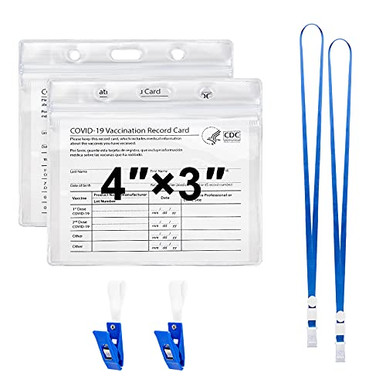 Vaccine Card Holder Protector Badge - 2 Pack Waterproof 4x3 for CDC ...