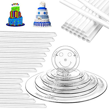 5 Tier Cake Separator Plates 35Pcs Cake Sticks Support Cake Dowel Rods ...