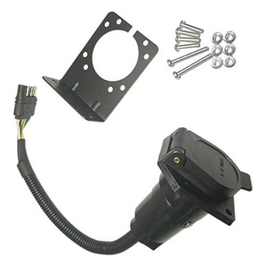 BLUE ELF 4-Way Flat to 7-Way Round Blade Trailer Adapter Wiring Plug ...