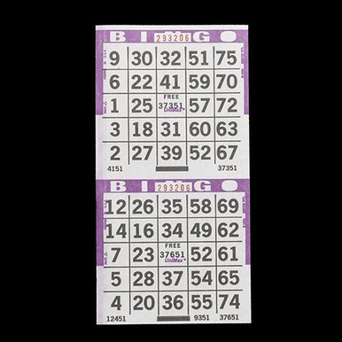 2 on Purple Vertical Bingo Paper Game Cards - 750 sheets - 4 Inch by 8 ...