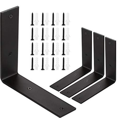 4 Pack Heavy Duty Black Metal Shelf Brackets 6x6 inch, STARVAST Wall ...