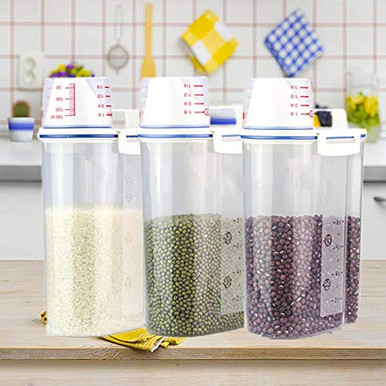 Anncus 2KG Plastic Food Cereals Bean Rice Grain Storage Container With ...