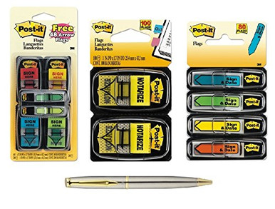 Post-it Message Flags Bundle, "Sign Here"/"Notarize"/"Sign and Date ...