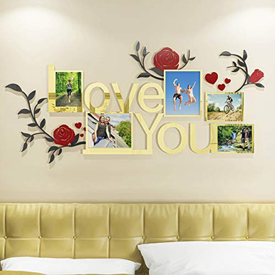 DecorSmart Gold Family Tree Wall Decor Picture Frame Collage Removable ...