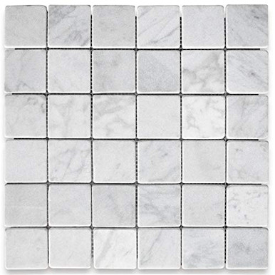 Stone Center Online Carrara White Marble 2x2 Square Mosaic Tile Tumbled ...