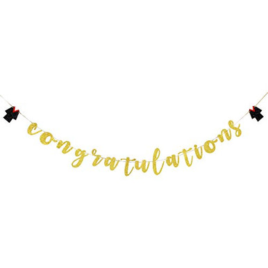 INNORU Gold Glitter Congratulations Banner for Graduation Party Bunting ...