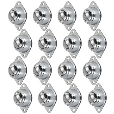 16 PCS 3/4 Inch Roller Ball Transfer Bearing, Flange Mounted Carbon ...