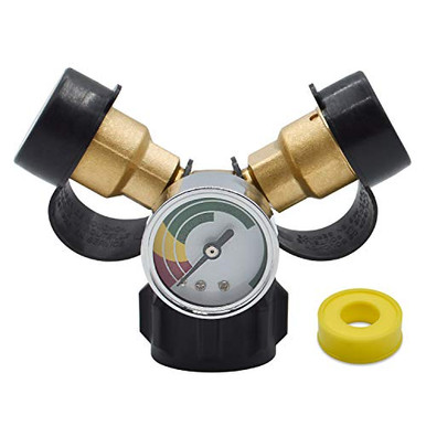 BEATURE Propane Tank Y Splitter Adapter with Propane Gauge - 2 Way LP ...