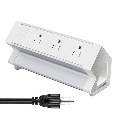 Desk Clamp Power Strip, Desktop Edge Mount with 3 AC Outlets, Removable ...