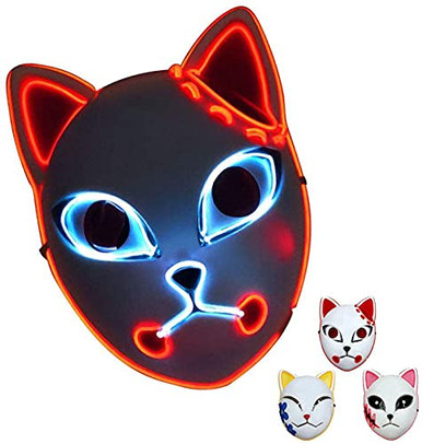Demon Slayer Mask,LED Cosplay Mask Japanese Anime Demon Slayer. -Red ...