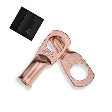 Hahiyo Wire Lugs Ring Terminal Crimp Eyelet 6 AWG 3/8 Inch M10 Tinned ...
