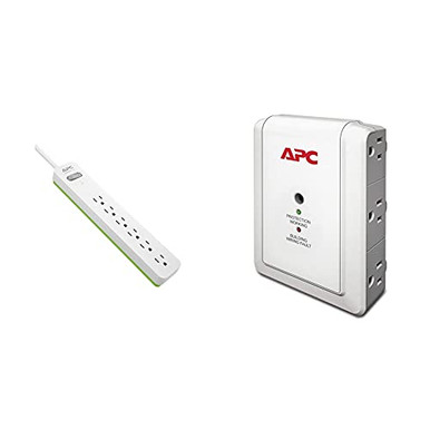 Surge Protector Power Strip, APC PE66W, 1080 Joule, Flat Plug, 6 Outlet ...