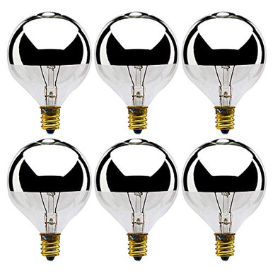 `-6 Pack- G16 1/2/SL Incandescent Light Bulb, Silver Half Chrome Crown ...