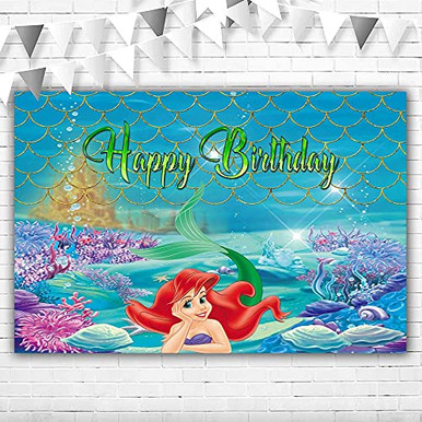 Little Mermaid Backdrop for Party 5x3 Vinyl Little Mermaid Ariel Theme ...