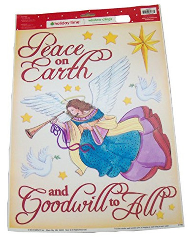 Christmas Window Clings ~ Angel Announcing Peace on Earth and Goodwill ...
