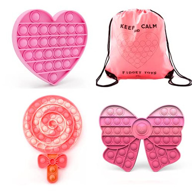 Pink Fidget Packs with Pop Bubble, Fidget Toys for Girls with Custom ...
