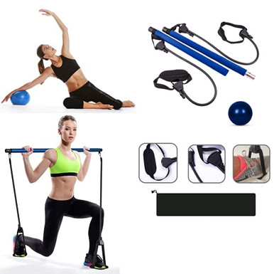 Pilates Bar | Portable Bar Kit with Adjustable Resistance Band for ...