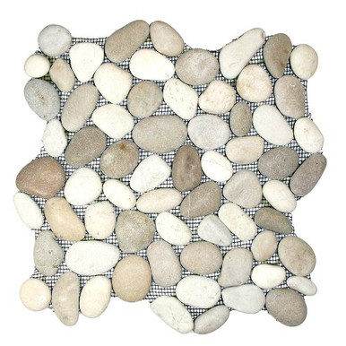 Java Tan and White Pebble Tile 1 sq.ft. -Mesh Mounted ...