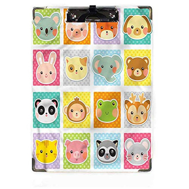 Kids Decor Letter Size Clipboard Low Profile Clip Hardboard Zoo Animals ...