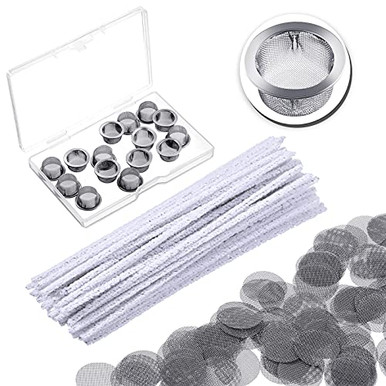 100 Pieces Stainless Steel Screens and 100 Pieces Cleaner Brush and 15 ...