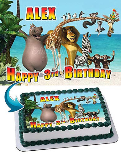Cakecery Madagascar Edible Cake Image Topper Personalized Birthday Cake ...