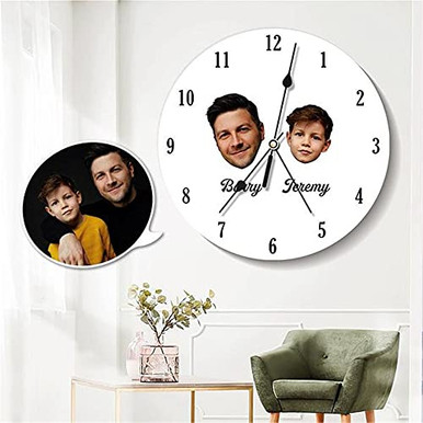 Custom Photo Clock Wall Clock Personalized Funny Face and Engraving ...