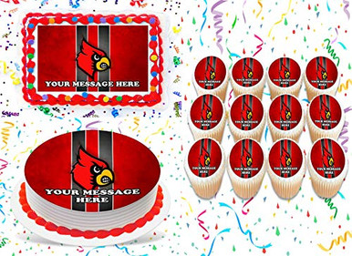 Louisville Cardinals Cake Topper Edible Image Personalized Cupcakes ...