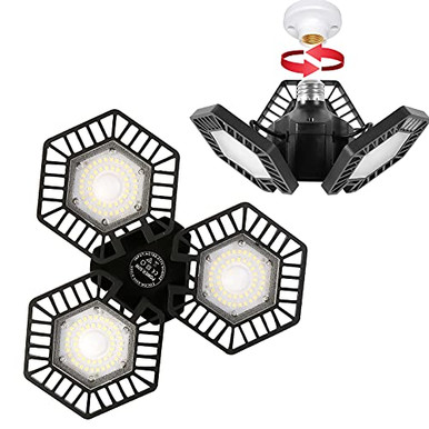LED Garage Light 2 Pack Aluminum 60W 6600LM 3 Leaf Garage Lights with ...