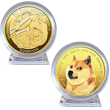 1PCS Gold Dogecoin Commemorative Coin 1OZ Gold Plated Doge Coin to The ...
