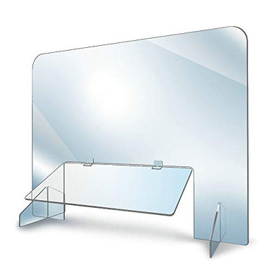 Sneeze Guard for Desk-32"x 24" Free Standing Acrylic Plexiglass Barrier ...