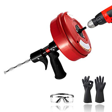 Drain Auger 30 Feet, Plumbing Snake with Drill Attachment, Sink Snake ...