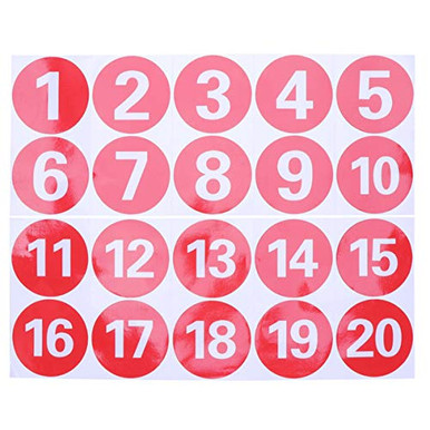 Kisangel PVC Round Number Stickers 1 to 20 Digital Adhesive Stickers ...