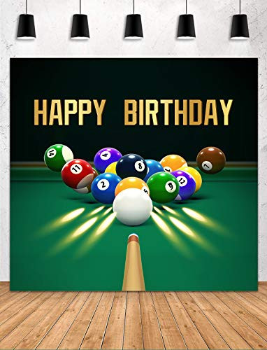 Happy Birthday Party Backdrop FHZON 5x5ft Billiard Pool Balls Billiards ...