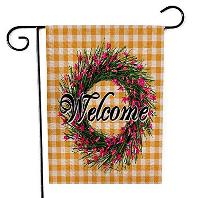 Doocilsh Yellow Gingham and Buffalo Check Plaid Pattern Outdoor Welcome ...