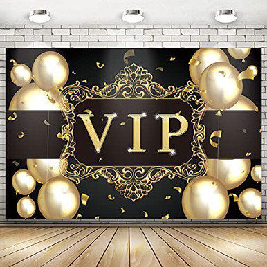 Black and Gold VIP Backdrop Banner for Photography Birthday Graduation ...